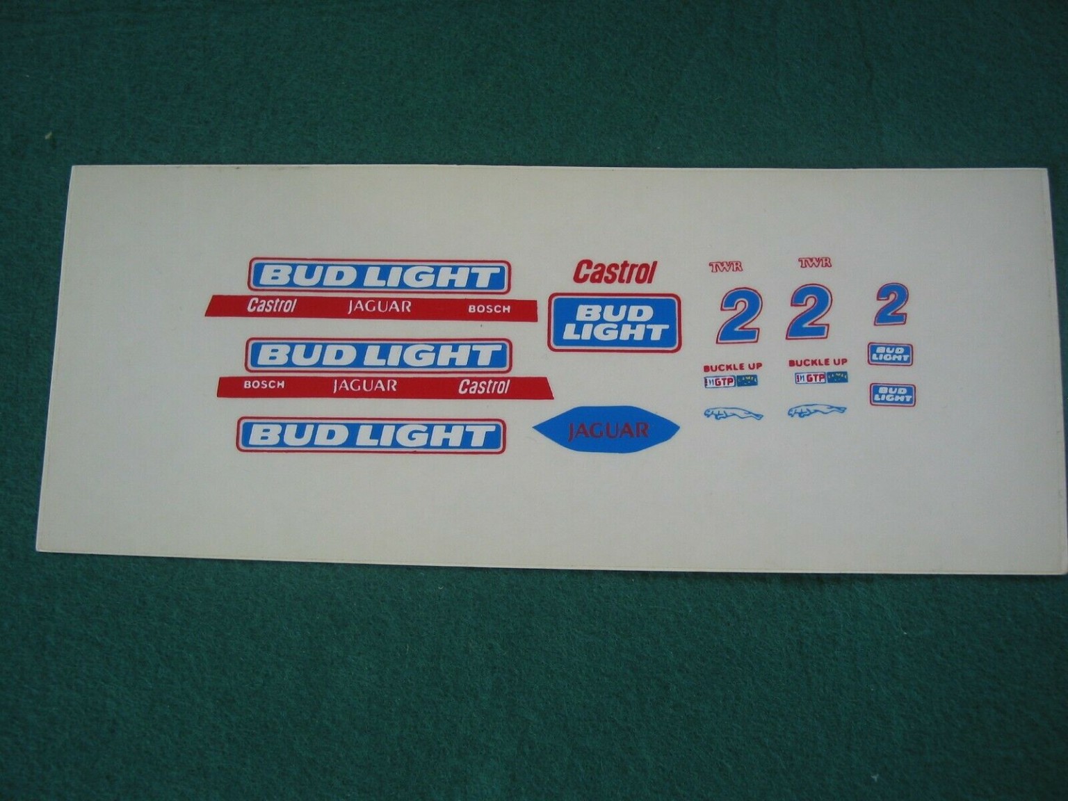 RS103 Repro Scalextric Decal BUDLIGHT 9317 JAG XJR14 STICKERS require ...